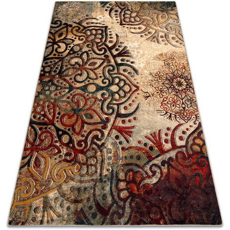 Wool carpet POLONIA Boho rosette red multicolour 170x235 cm
