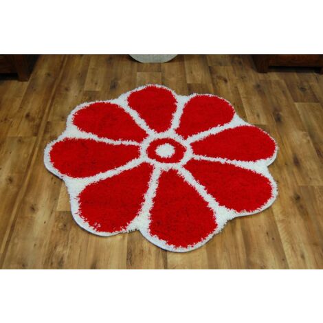 Carpet circle SHAGGY GUSTO Flower C300 red red round 140 cm