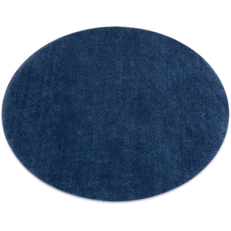 Modern washing carpet LINDO circle navy blue, anti-slip, shaggy blue ...