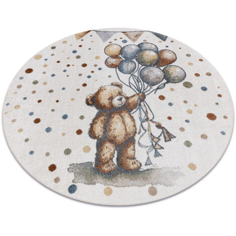 Carpet BONO 9614 circle Bear, balloons cream / light grey multicolour ...