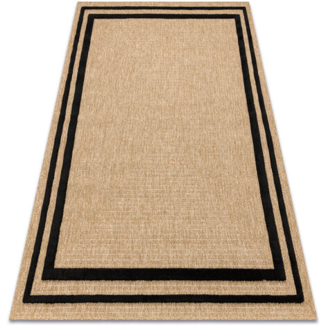 SPARK 0687 beige / black carpet - Frame, sisal, structural beige 140x190 cm