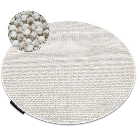 Carpet CASABLANCA LOOP circle white / beige loop, soft beige round 200 cm