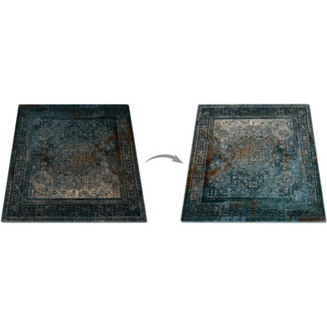 Wool carpet OMEGA MAMLUK Square - Rosette vintage dark blue blue 200x200 cm