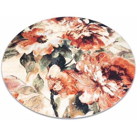 ANTIKA 24 tek carpet, circle modern flowers, leaves washable ...