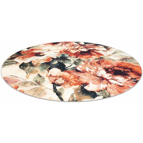 ANTIKA 24 tek carpet, circle modern flowers, leaves washable ...