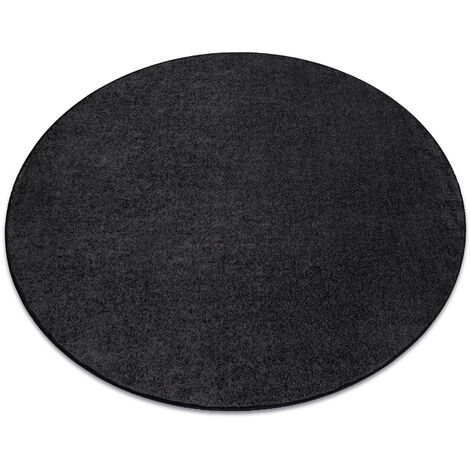 Carpet, round SANTA FE black 98 plain, flat, one colour black round 150 cm