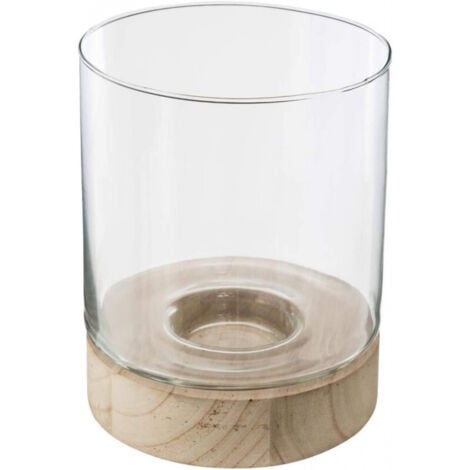 Set 3 Photophores en Verre et Bois - Atmosphera