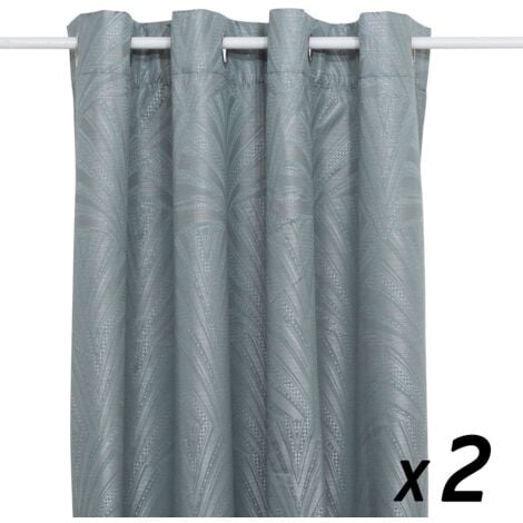 Lot de 2 Rideaux à œillet Occultant Bleu clair à motifs 140 x 260 cm ...