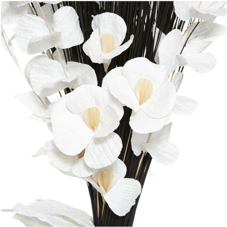 Fagot de Fleurs et Tiges Séchées Blanc et Noir D. 36 x H. 100 cm - Atmosphera