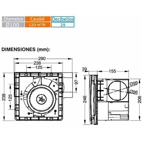 Extractor de techo con filtro y luz Serie APF Ø100