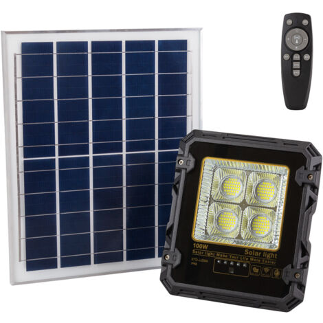 Proyector 100W con Panel Solar Control Remoto IP65 [1916-FLSOL-100W-CW]