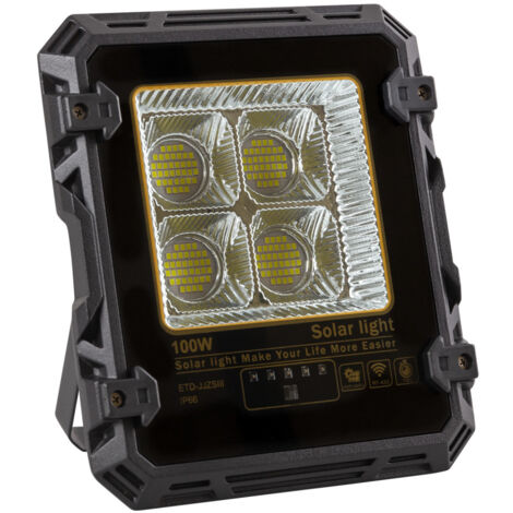 Proyector 100W con Panel Solar Control Remoto IP65 [1916-FLSOL-100W-CW]