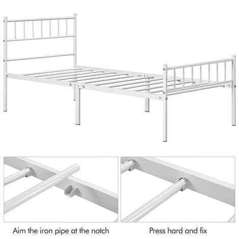 Cadre de lit metal Yaheetech 90x190 cm structure robuste noir pour ...