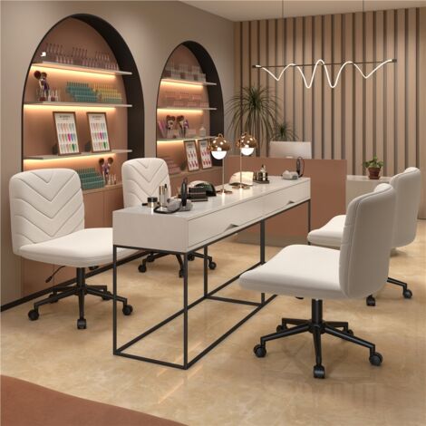 Yaheetech Chaise de Bureau sans Accoudoirs Fauteuil de Bureau en Tissu Lin avec Large Assise à ...