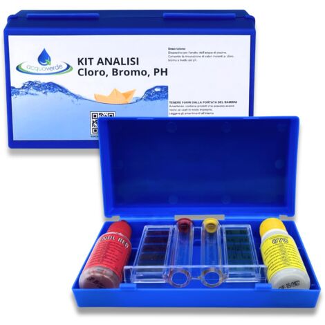 Kit di Analisi per Acqua di Piscina, Test del pH, Cloro e Bromo - Set ...