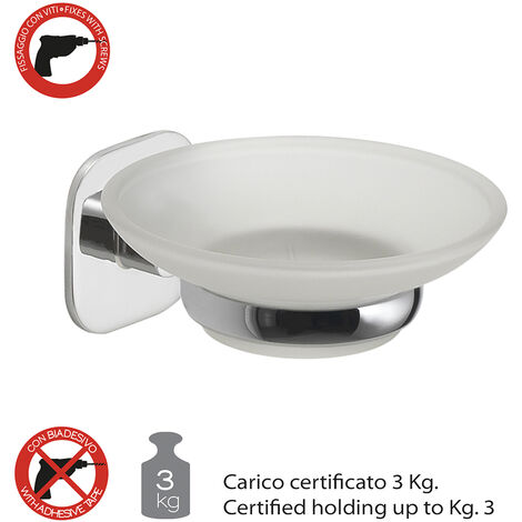 Portasapone a muro GEDY linea Teide in acciaio colore Cromato