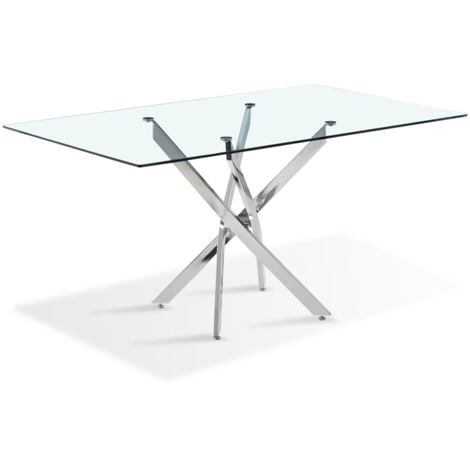 Table à manger rectangulaire 160cm design en verre - Astra