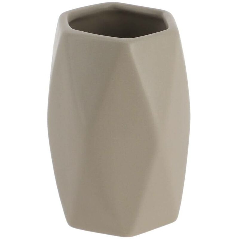 Vaso de cristal con forma de diamante - color topo - Tendance