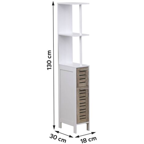 Columna espacio pequeño mdf blanco 2 estantes 2 puertas aspecto roble ...