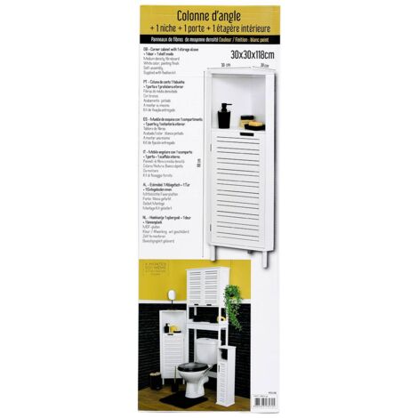 Columna esquinera de mdf 1 nicho + 1 puerta + 1 estante interior ...