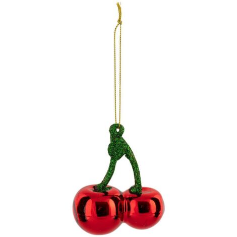 Tema cerezas vidrio H.9cm rojo y verde - Atmosphera créateur d'intérieur