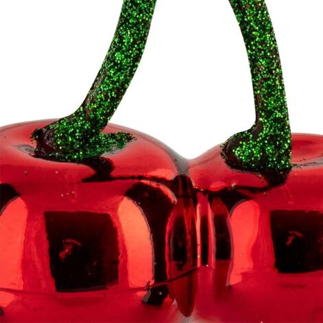 Tema cerezas vidrio H.9cm rojo y verde - Atmosphera créateur d'intérieur