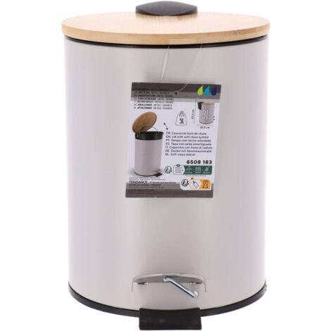Abfalleimer metal fallbremse 3l - hellgrau bambus - Tendance