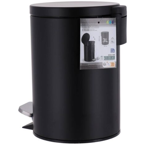 Abfalleimer edelstahl rund 3l - schwarz - Tendance