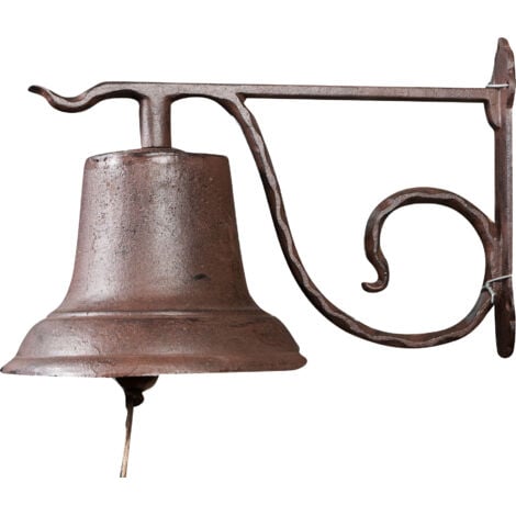 Cast iron made antiqued rust finish W49xDP30xH33 cm sized wall bell
