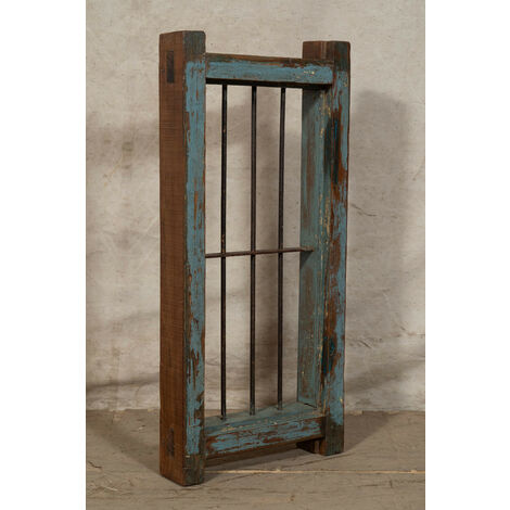 Rustic wooden window Small old solid wood and iron window with indoor ...
