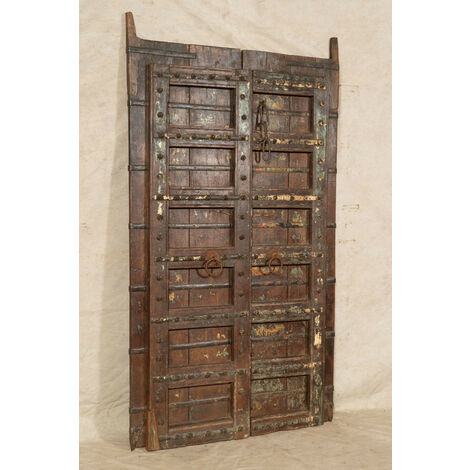 Ancient door in wood and iron Medieval nailed solid wood door Vintage ...
