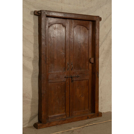 Solid wood and iron interior or exterior old medieval sliding door with ...