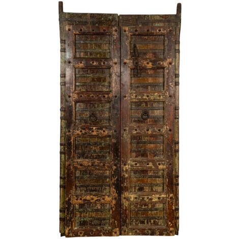 Solid wood and iron interior or exterior old mediaeval sliding door