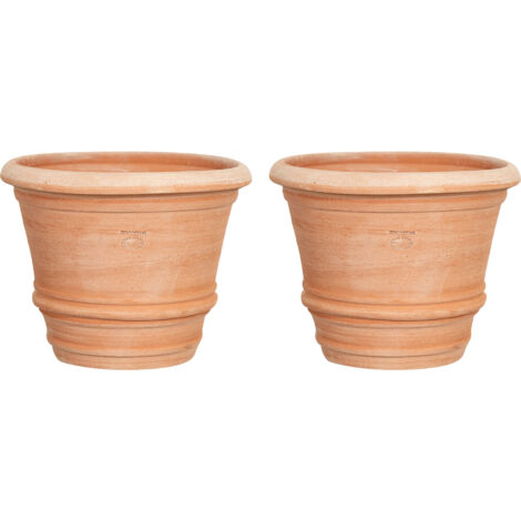 Set 2 Terracotta Pot Smooth Pot Outdoor Pot Round Pot Garden vase ...