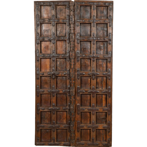 Solid wood and iron interior or exterior old medieval sliding door