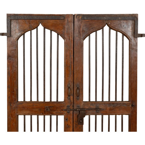 Solid wood and iron interior or exterior old medieval sliding door