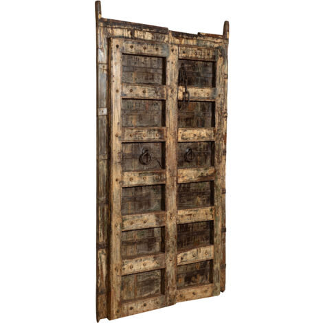 Solid wood and iron interior or exterior old medieval sliding door