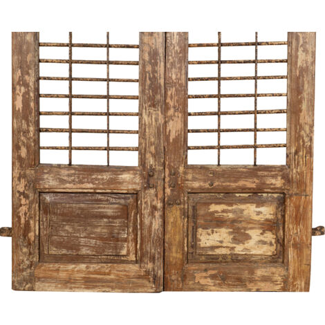 Solid wood and iron interior or exterior old medieval sliding door