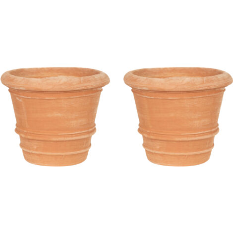 Set 2 Terracotta Pot Smooth Pot Outdoor Pot Round Pot Garden vase ...