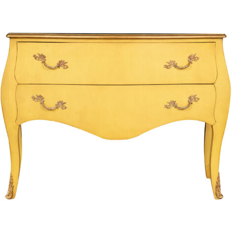 Wooden console table in antique yellow finish