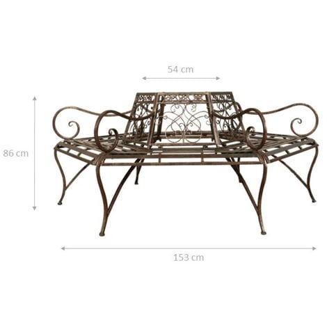 Iron tree bench 153x153x86 Round bench Circular outdoor round tree ...