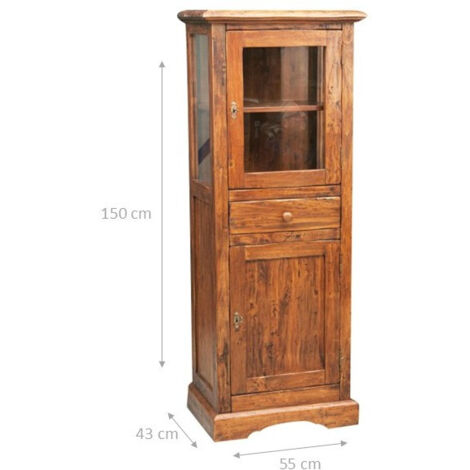 Country -style solid lime wood walnut finish W55xDP43xH150 cm sized ...