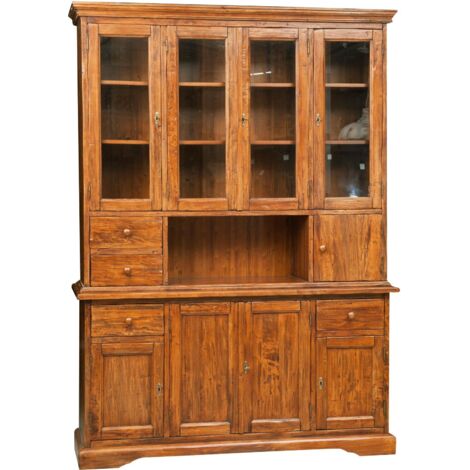 Country-style solid lime wood walnut finish W156XDP50XH200 cm sized ...