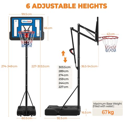 Yaheetech Canestro Portatile con Ruote in PVC Canestro Basket Esterno ...