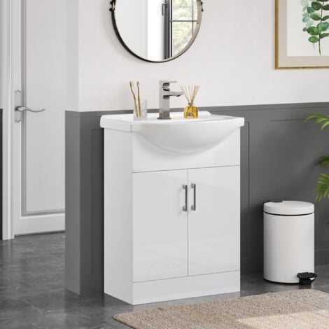 Yaheetech Mobile Bagno con Lavabo in Ceramica Armadietto a Terra con ...