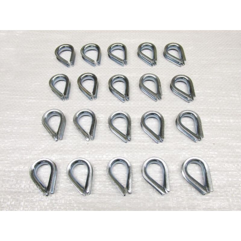 3MM Wire Rope Thimbles x20 - Galvanised Steel Commercial Loop
