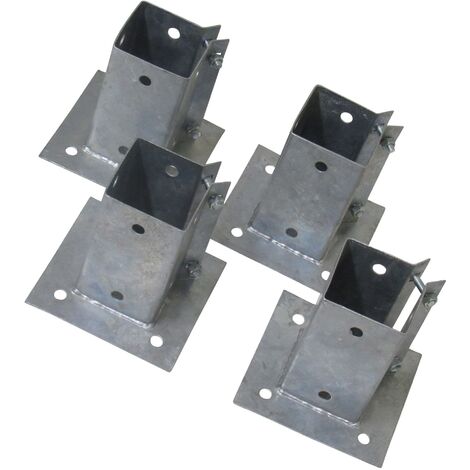 Bolt Down Fence Post Support 75MM Bolt Grip X4 (Galvanised Fencing Base ...