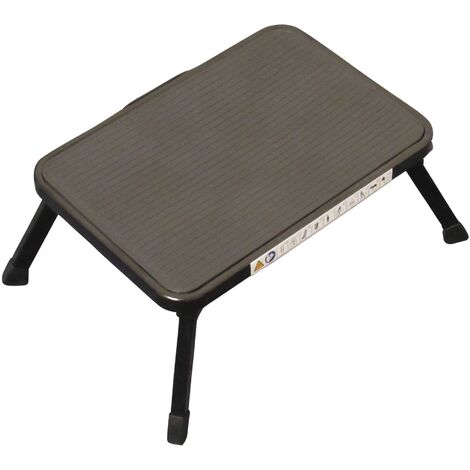 Aluminium Single Folding Step Stool Black (Caravan Non Slip Platform ...