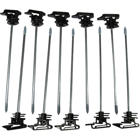 Electric Fencing Ribbon Insulators for Wooden Posts X10 (Long Arm Screw ...