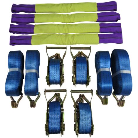Car Trailer Transporter Recovery Straps (35MM 6M Set of 4 Truck Heavy ...